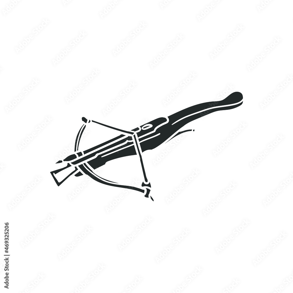 Crossbow Icon Silhouette Illustration. Medieval Weapon Vector Graphic ...