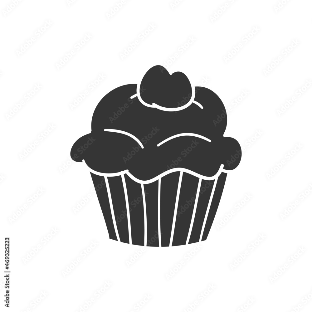 Cupcake Outline Clipart Black And White