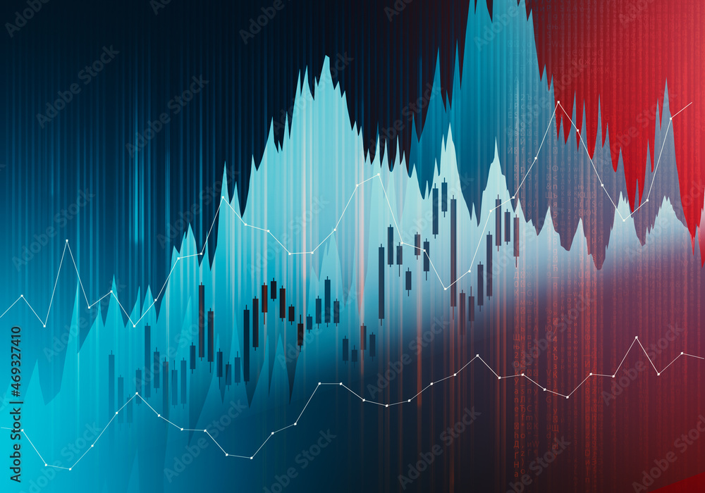 Abstract business chart with fluctuated line graph chart. Illustration ...