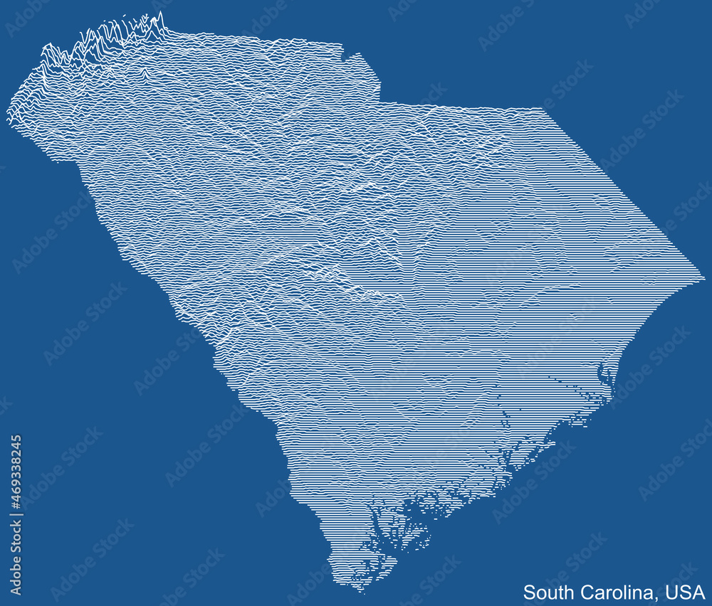 Topographic technical drawing relief map of the Federal State of South ...