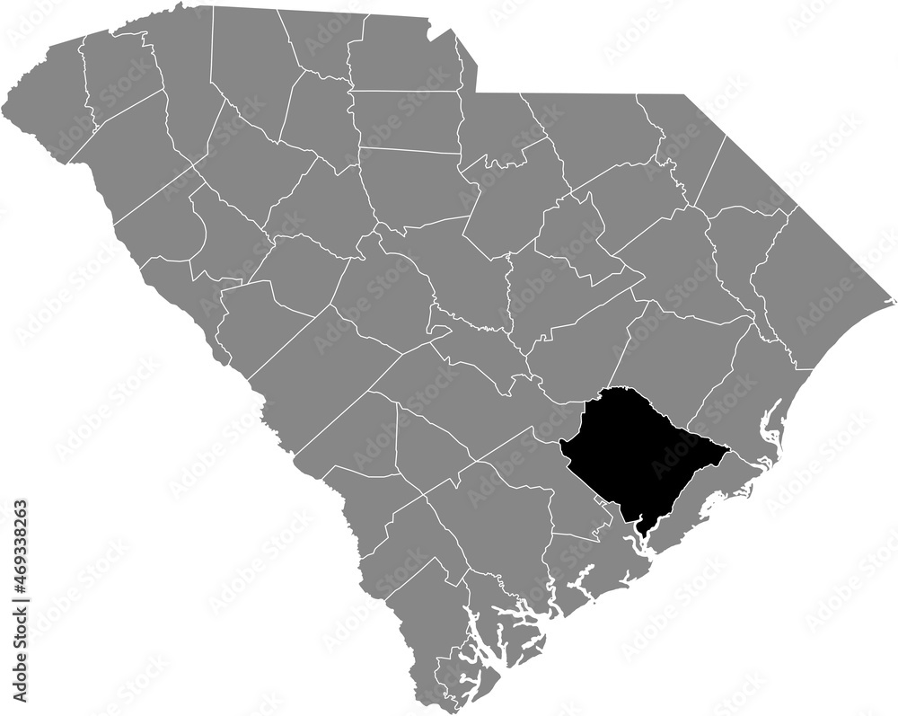 Black highlighted location map of the Berkeley County inside gray ...