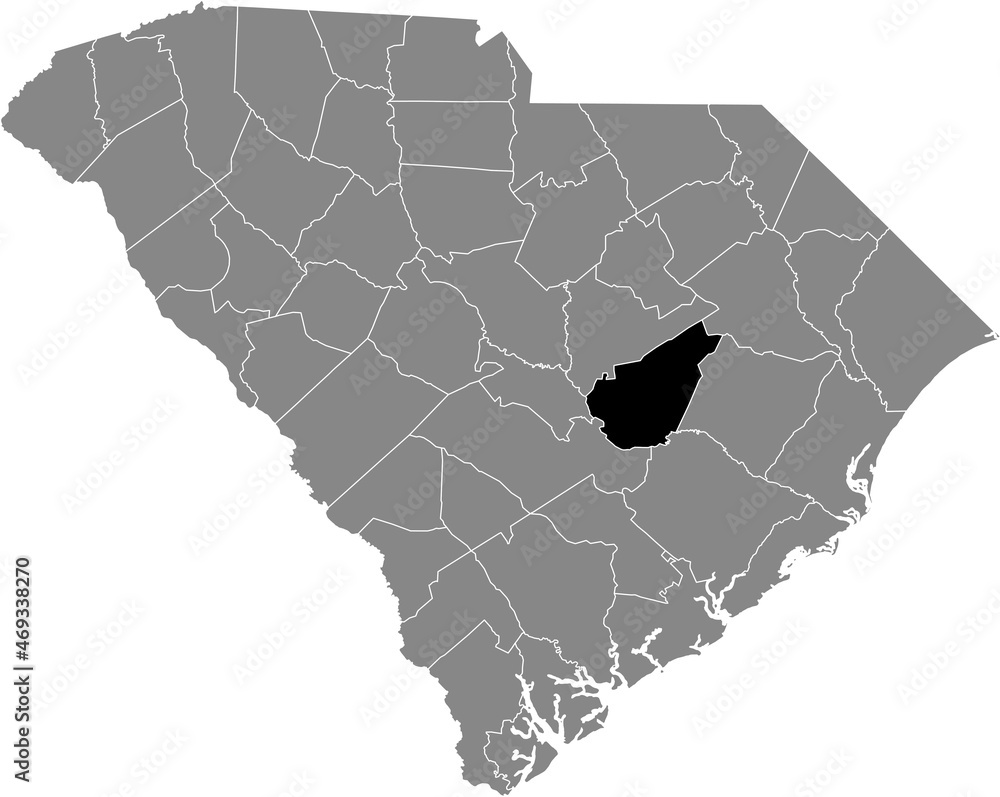 Black highlighted location map of the Clarendon County inside gray ...