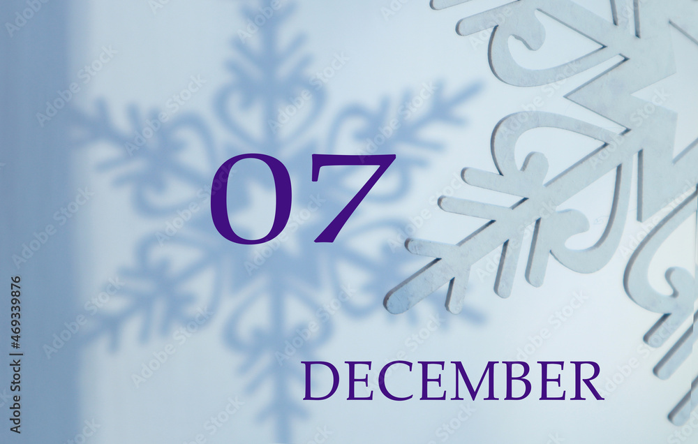Calendar for December 7: the name of the month in English, number 07 on ...
