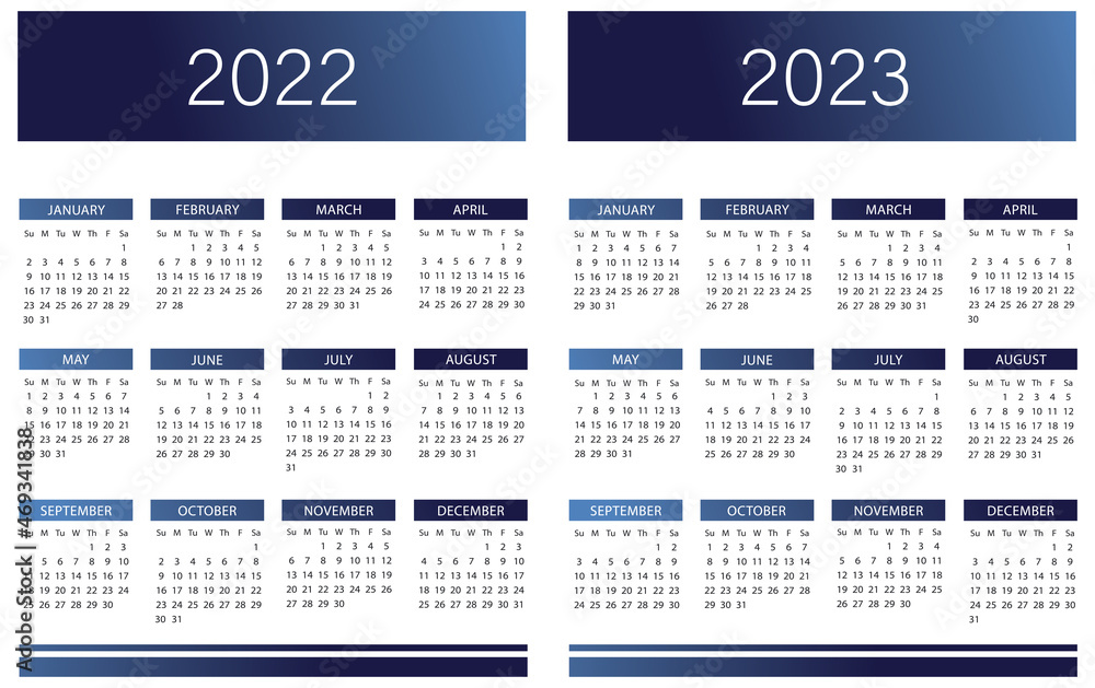 English Calendar 2022-2023 vector template Stock Vector | Adobe Stock