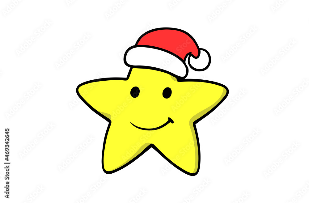 Fröhlicher Cartoon Stern zu Weihnachten Stock Illustration | Adobe Stock