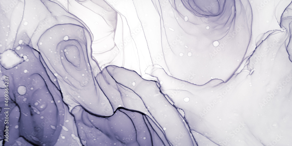 Alcoholic Ink. Silver Marble Swirl Design. Silver Watercolor Diffusion ...