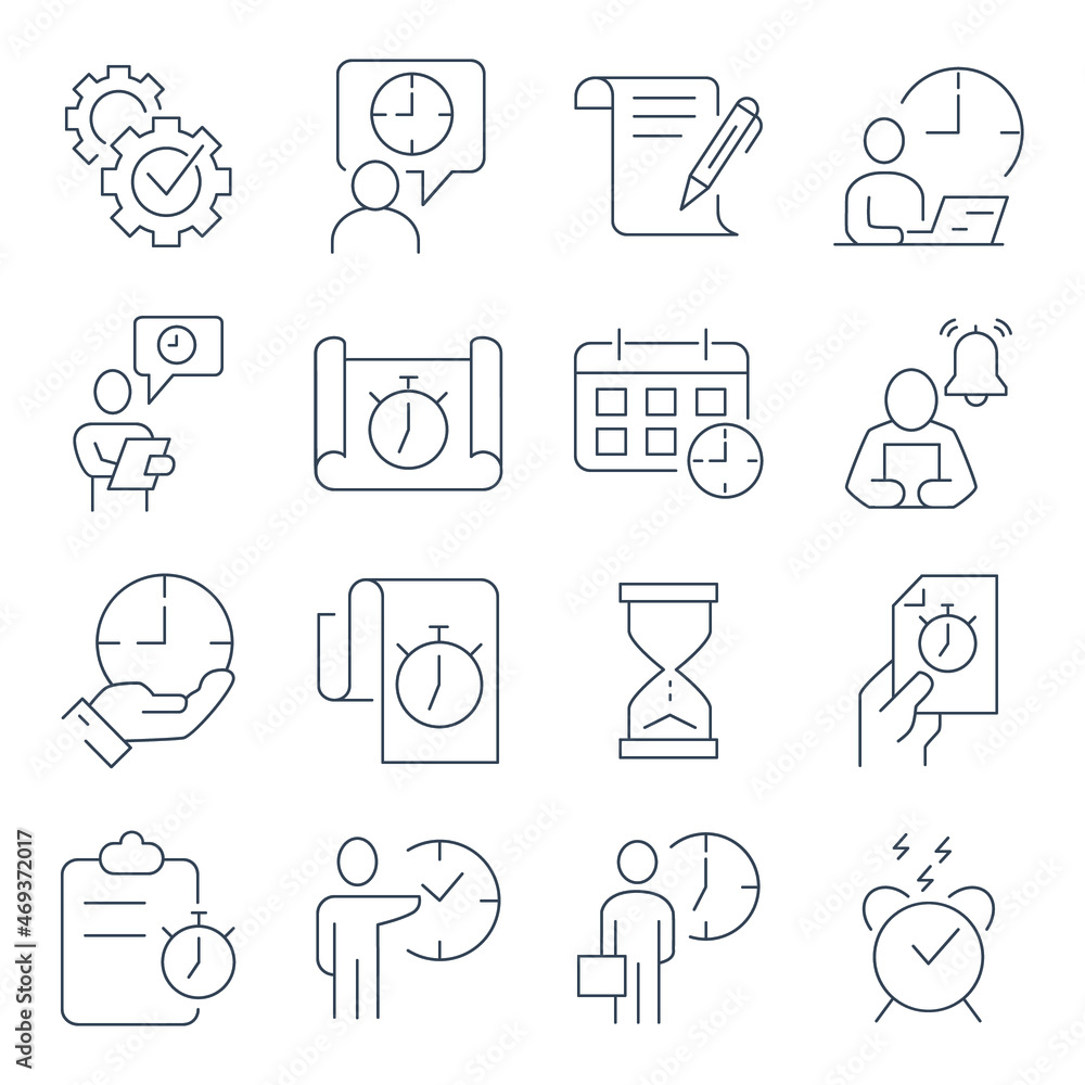 Time Management icons set. Time Management symbol vector elements for ...