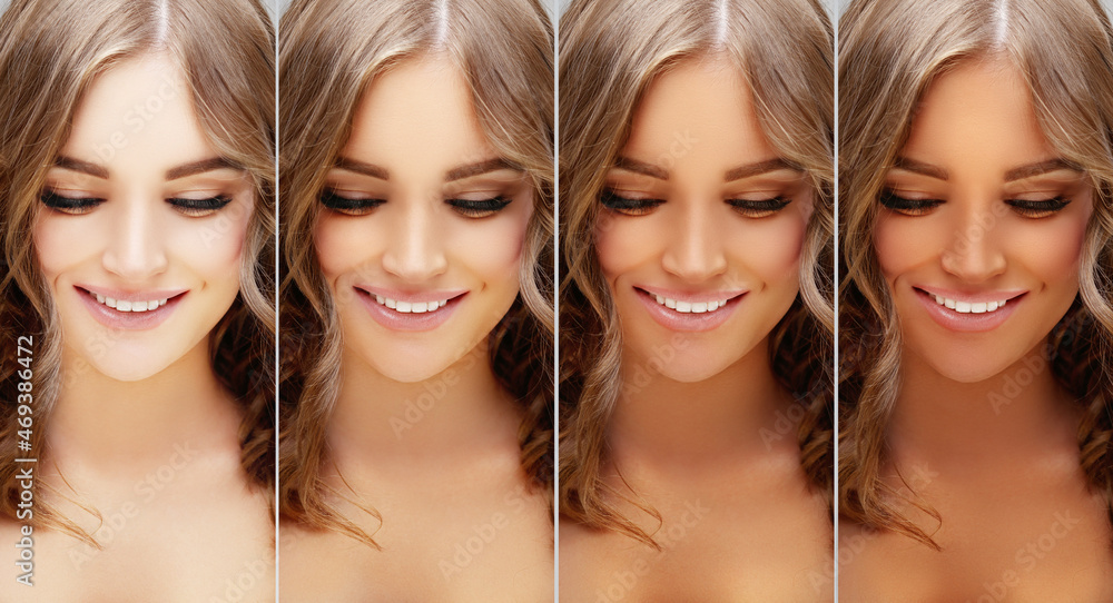 Beauty visual about suntan. Model's face - tanned and natural Stock ...