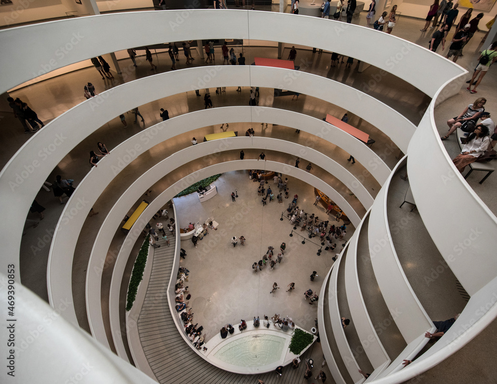 Atrium and stairs at famous Guggenheim museum in New York Stock Photo ...