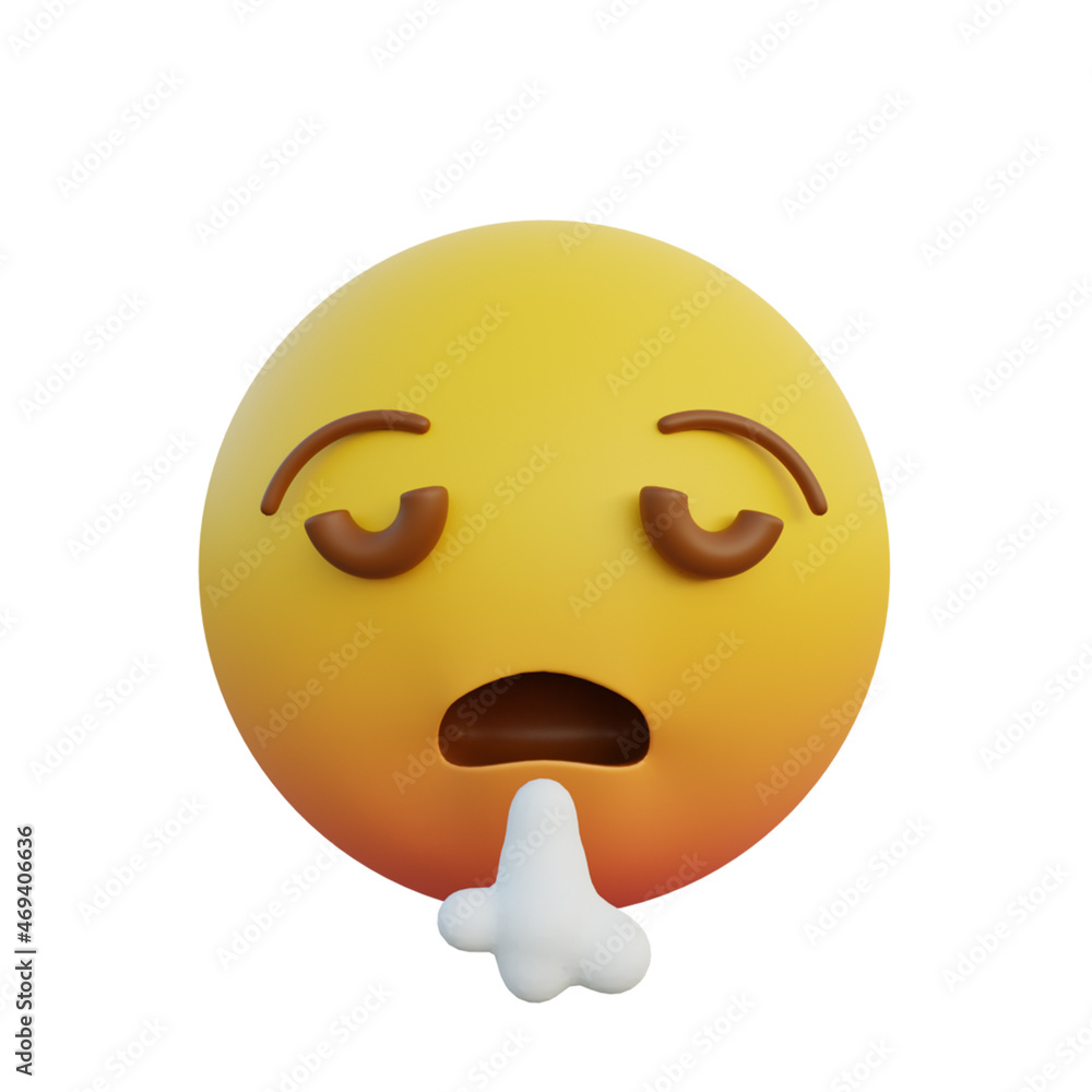 3d illustration Emoticon expression Exhaling sigh Stock Illustration ...