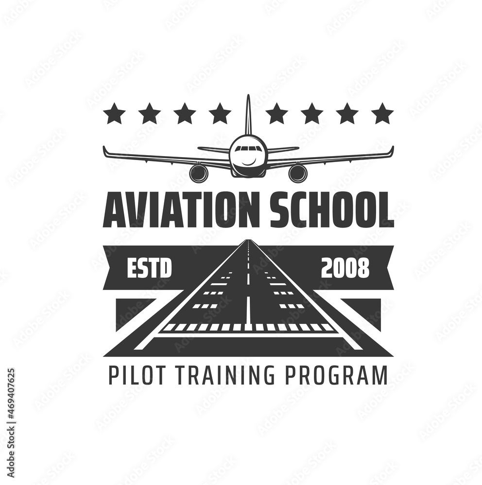 Pilot school training program icon. Civil aviation academy, flight ...