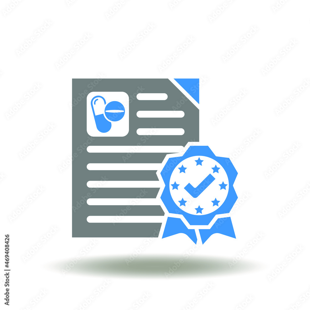 Vector illustration of sheet document certificate with pill and checked ...
