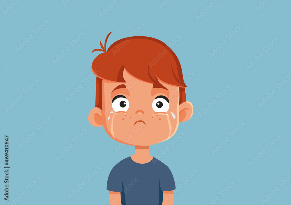 Sad Little Boy Vector Cartoon Character Illustration Stock Vector ...