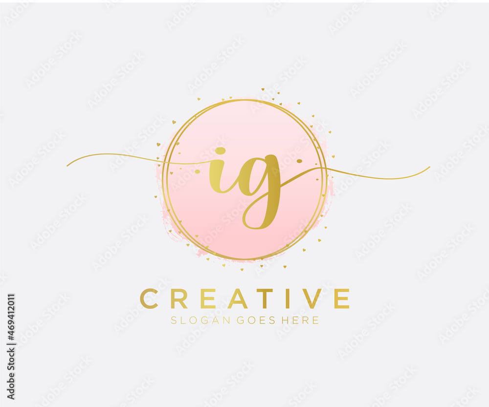 Initial IG feminine logo. Usable for Nature, Salon, Spa, Cosmetic and ...