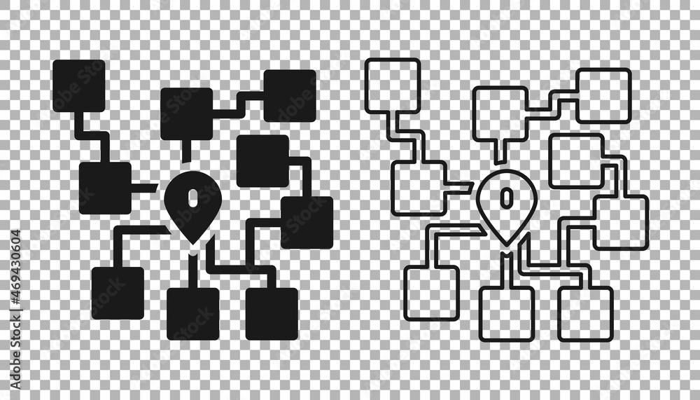 Black Neural network icon isolated on transparent background ...