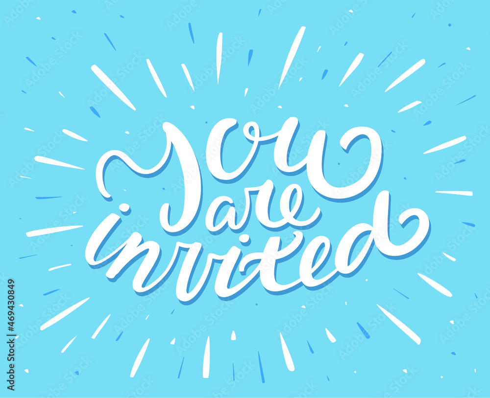 You are invited. Invitation card. Handwritten vector lettering. Stock ...