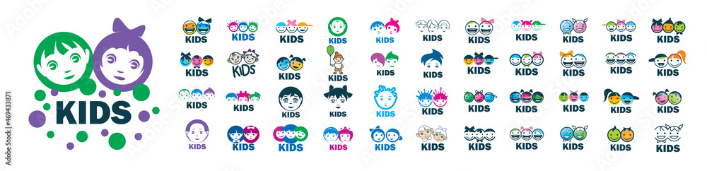 Set of vector logos Kids on a white background Stock Vector | Adobe Stock