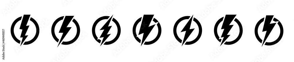 Electric vector icons, isolated. Bolt lightning flash icons. Flash ...