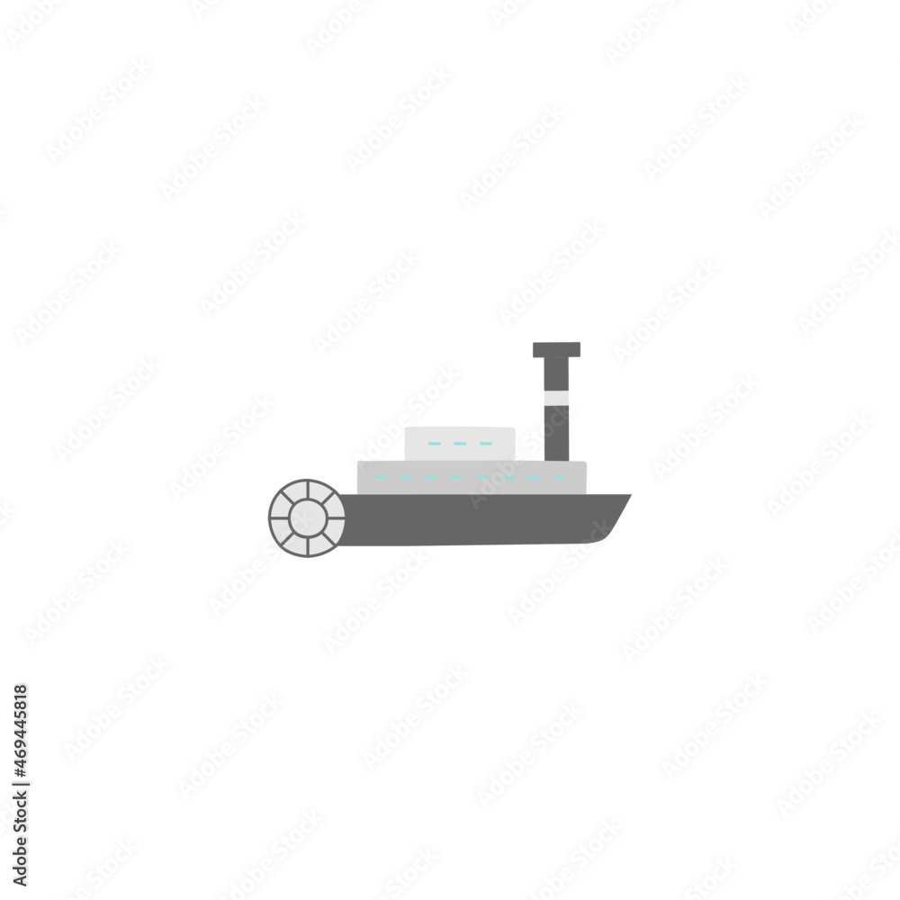 paddleboat paddlewheel boat icon in color icon, isolated on white ...