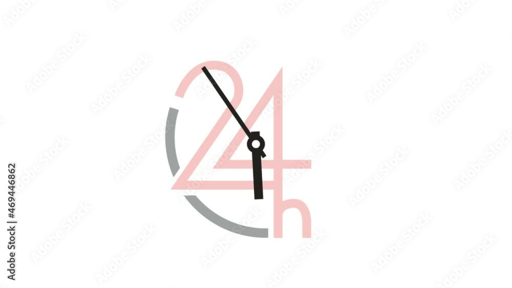 24 hours. Clock with number. The passing of time. Graphic element on ...