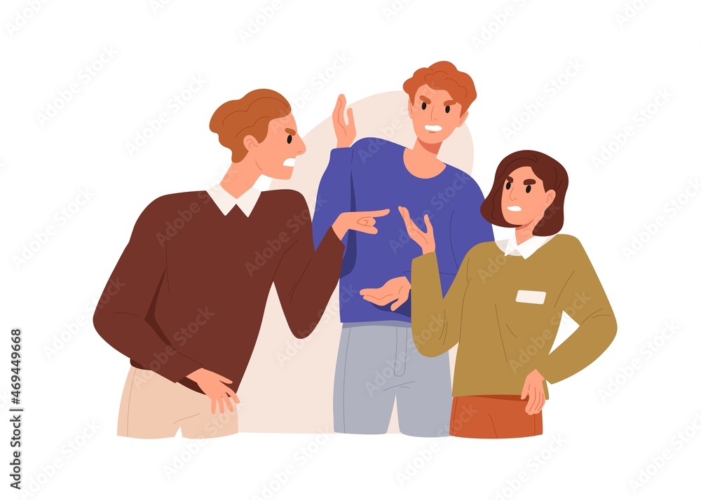 Toxic communication and conflict between colleagues at work. Aggressive ...