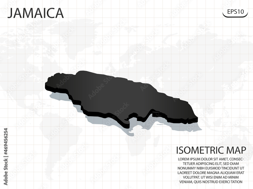 3D Map black of Jamaica on world map background .Vector modern ...