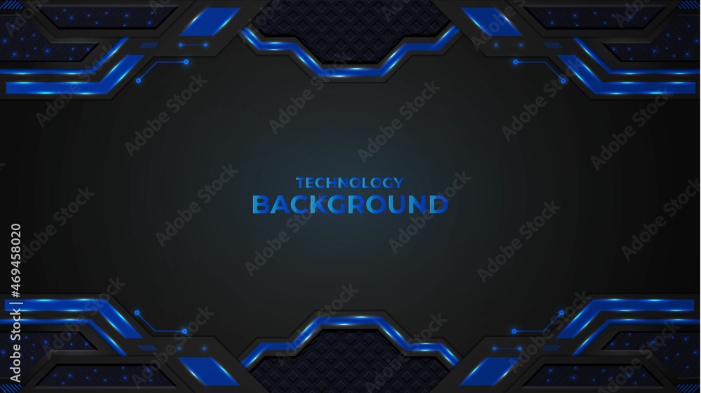 Abstract technology background with blue and gradient color shapes and ...