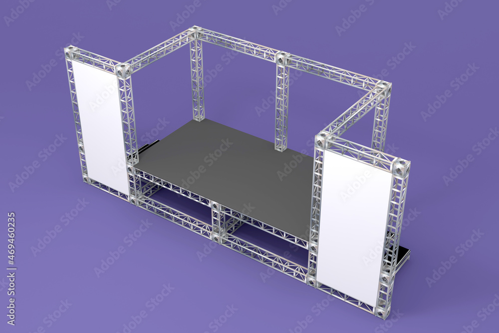 3d illustration stage level rigging truss system stainless steel metal ...