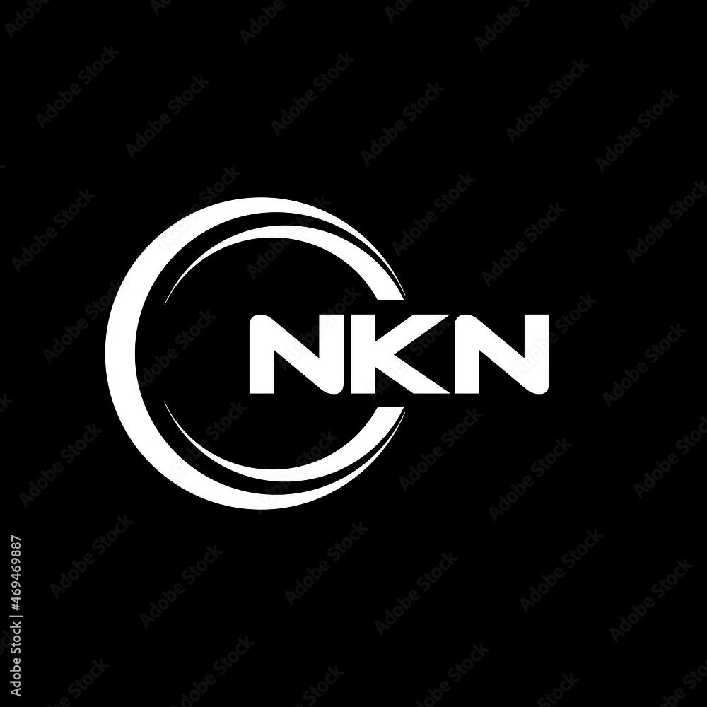 NKN letter logo design with black background in illustrator, vector ...