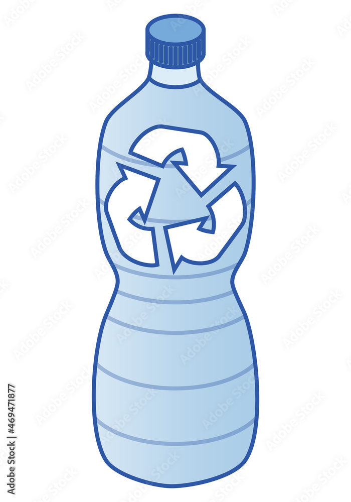 Vetor de Reciclaje del plástico. Botella de plástico azul con el ...
