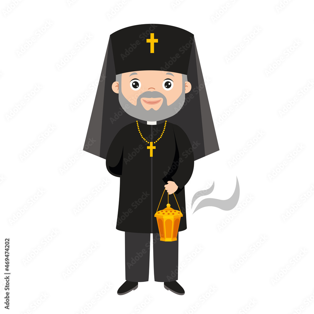 Cartoon Drawing Of A Priest Stock Vector | Adobe Stock