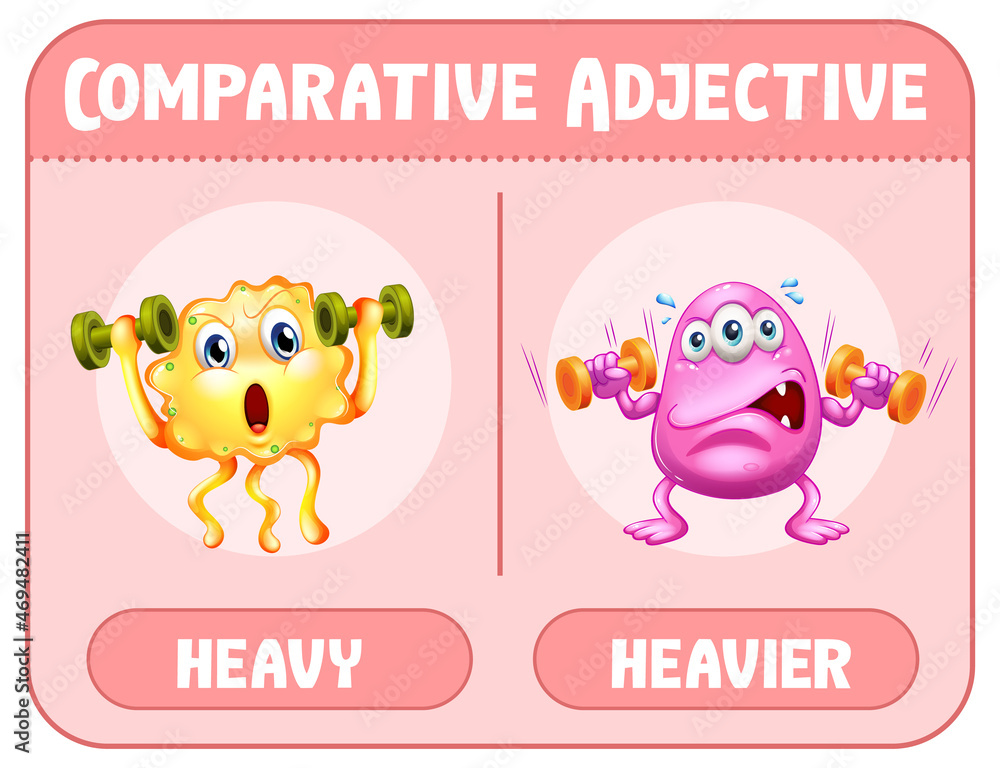 Comparative adjectives for word heavy Stock Vector | Adobe Stock