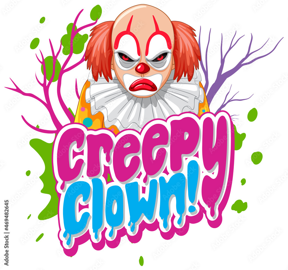 Creepy clown font with killer clown Stock Vector | Adobe Stock