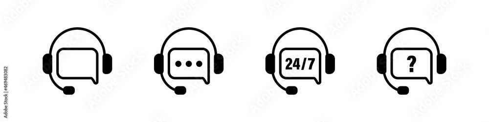 Call center icon. Callcenter support logo customer service black vector ...
