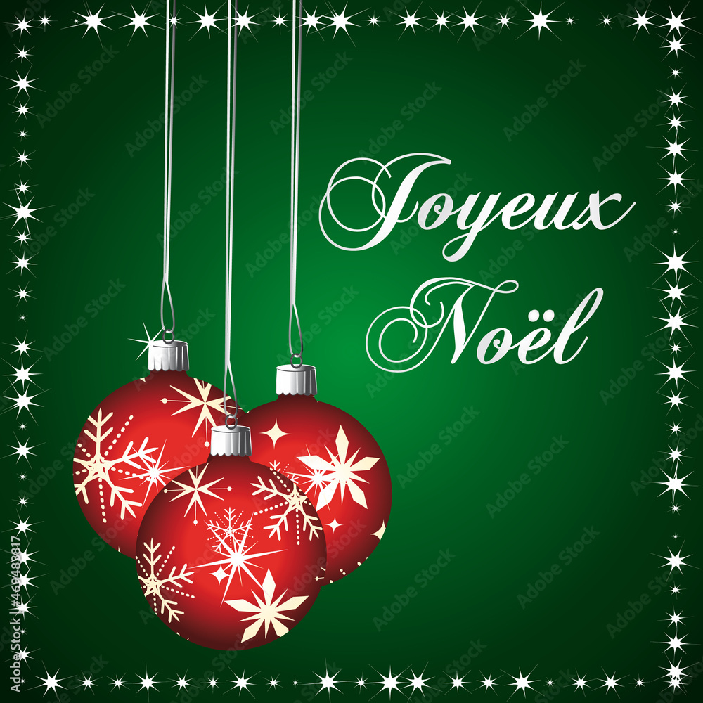 Merry Christmas In French Language Green And Red Greeting Card With merry-christmas-in-french-language-green-and-red-greeting-card-with