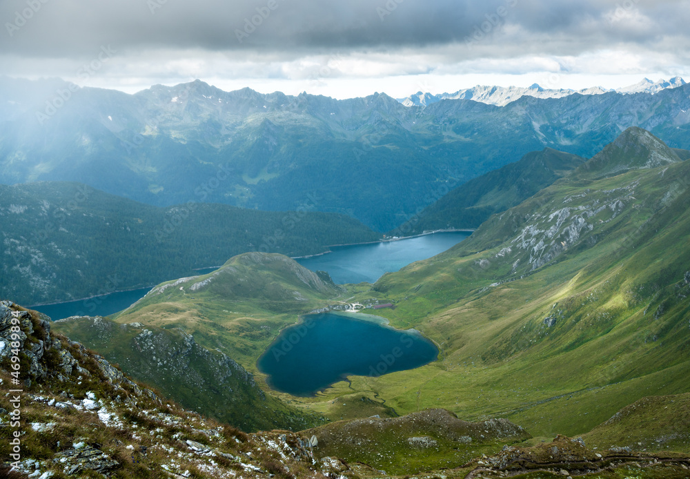 heatshaped lake Lago di Tom and Lago di Ritom in Val Piora, Ticino ...