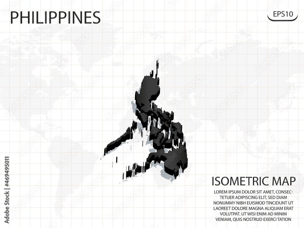 3D Map black of Philippines on world map background .Vector modern ...