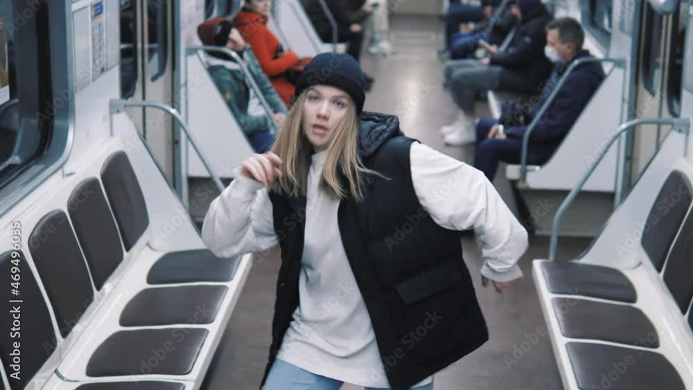 Professional hip hop street dancer hipster female dancer performing ...