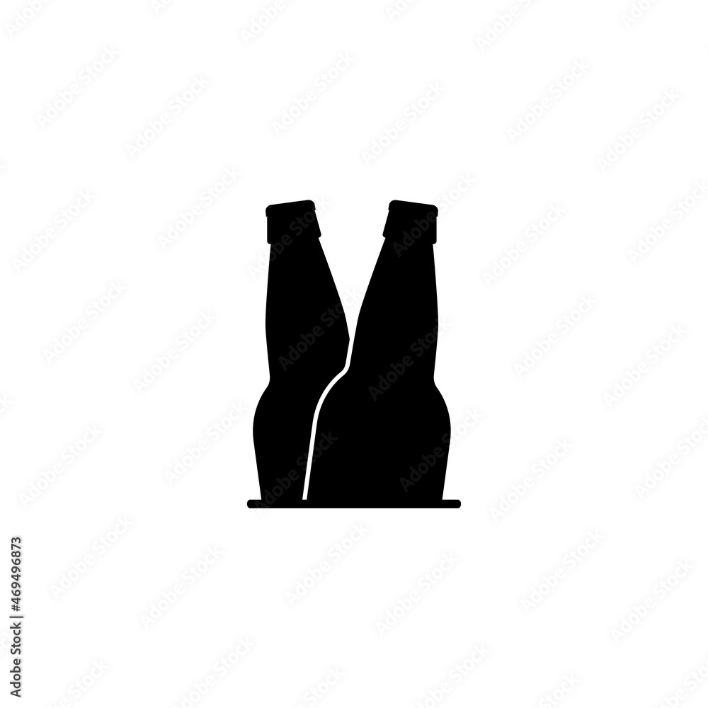 Double beer icon. Two beer bottles together. Editable isolated vector ...