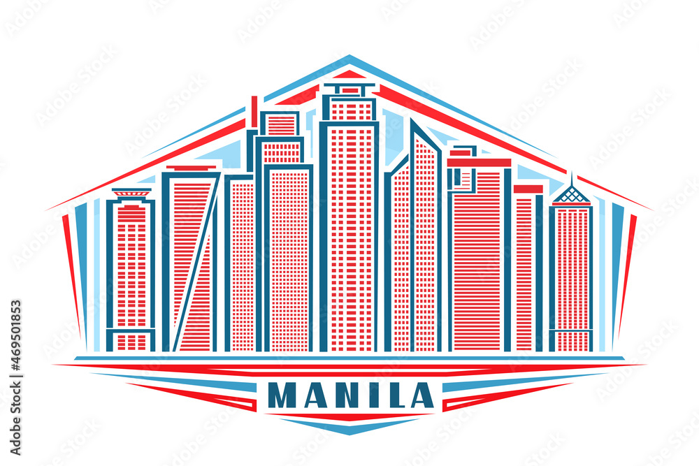 Vector illustration of Manila, horizontal logo with linear design ...