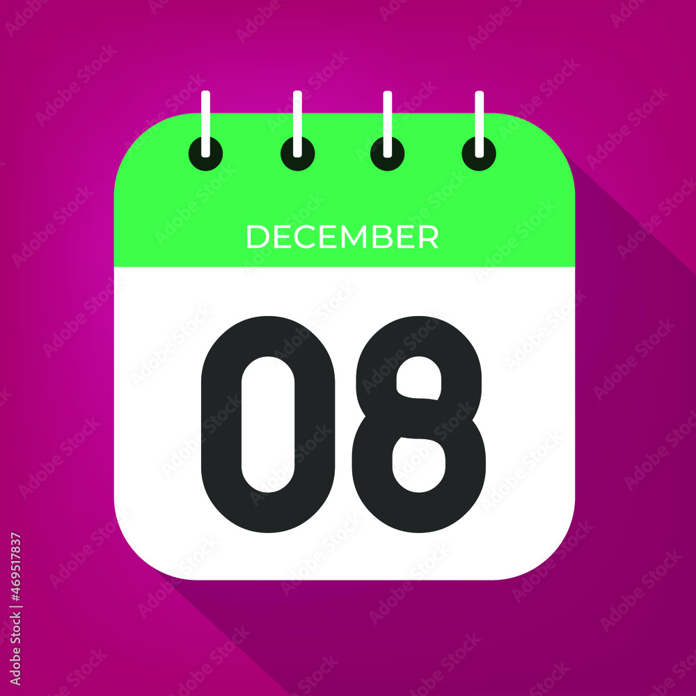 Vecteur Stock December day 8. Number eight on a white paper with green ...