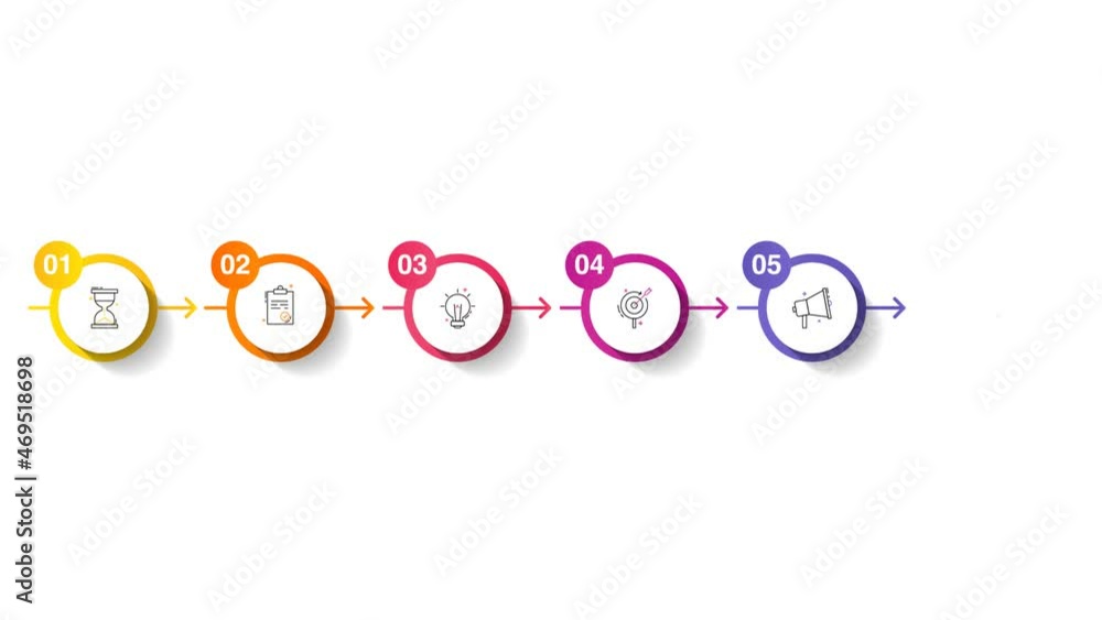Business video infographics with six circles and arrows. 2d animation ...