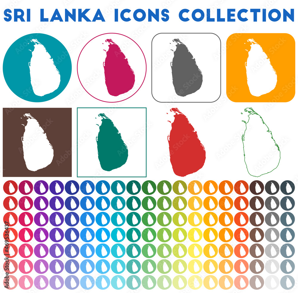 Sri Lanka icons collection. Bright colourful trendy map icons. Modern ...