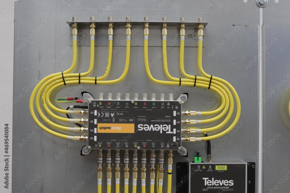 A control panel for the distribution of a television signal for the ...