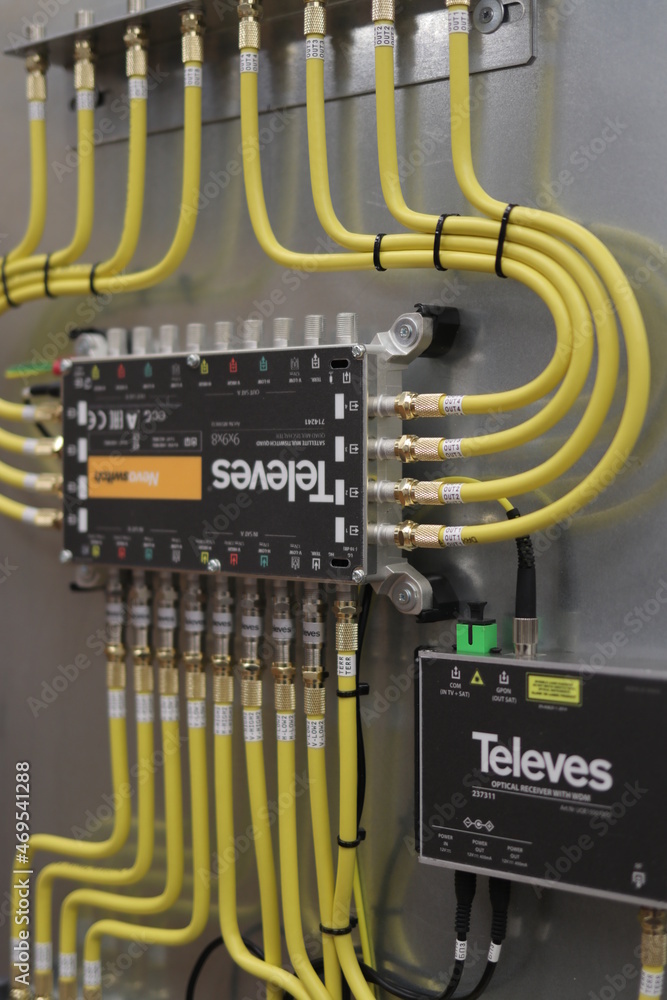 A control panel for the distribution of a television signal for the ...