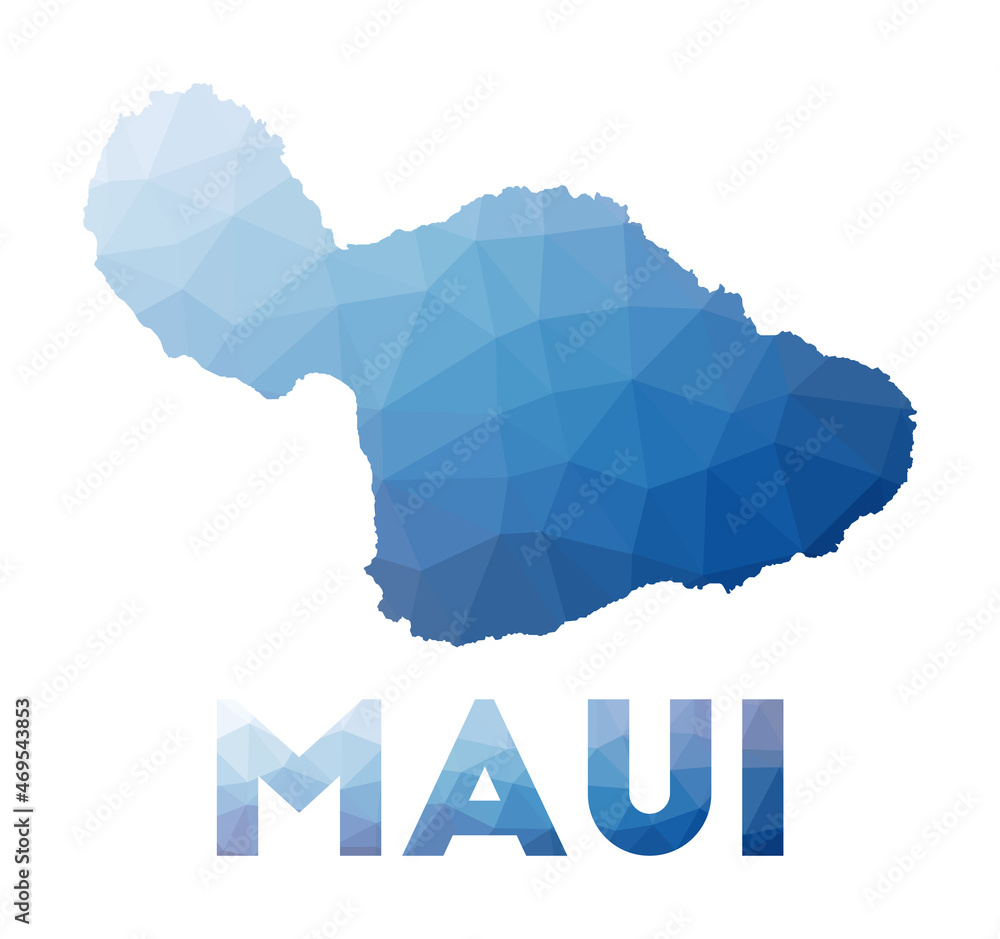 Low poly map of Maui. Geometric illustration of the island. Maui ...