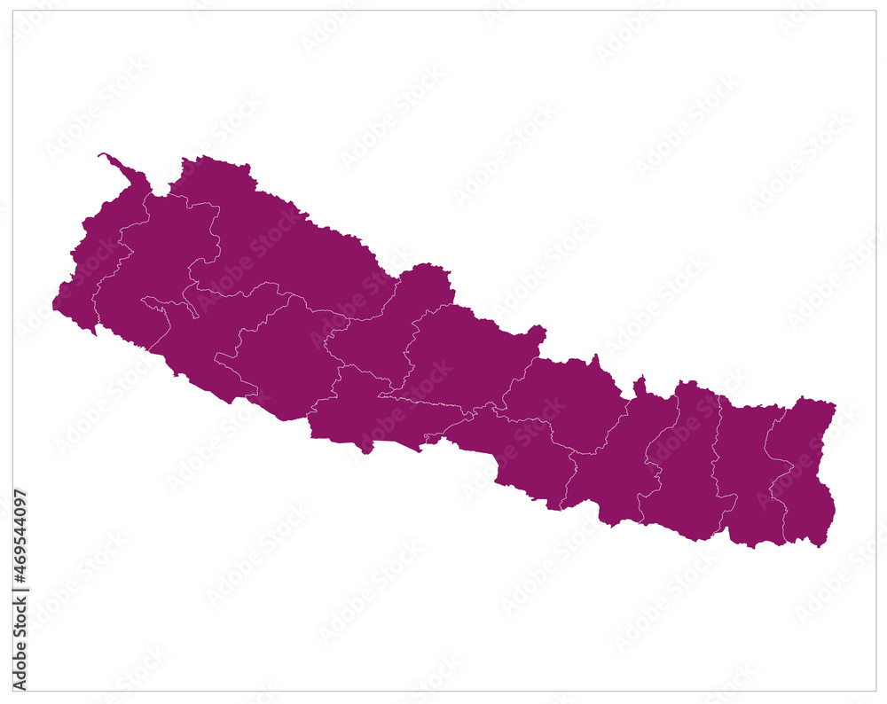 Pink color new nepal map illustration on white background Stock ...