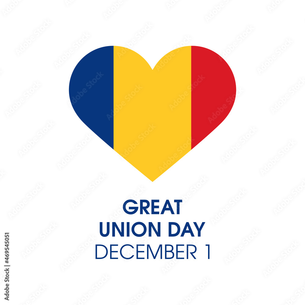 Great Union Day vector. Romanian flag in heart shape icon vector ...