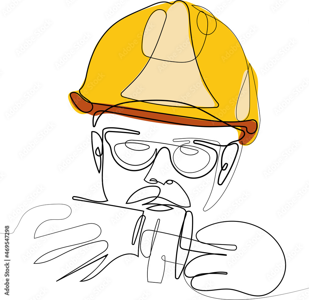 Continuous one line drawing of Industry maintenance engineer man ...