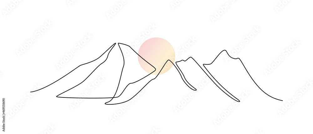 Mountain Range Drawing Colored